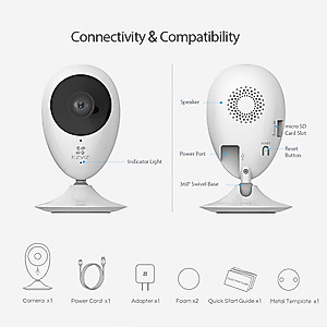 EZVIZ Indoor Security Camera 1080P, Motion Alert, Night Vision, Baby/Pet/Elder Monitoring, 135° Wide Angle, 2-Way Audio, Works with Alexa Google (CTQ2C-WH)