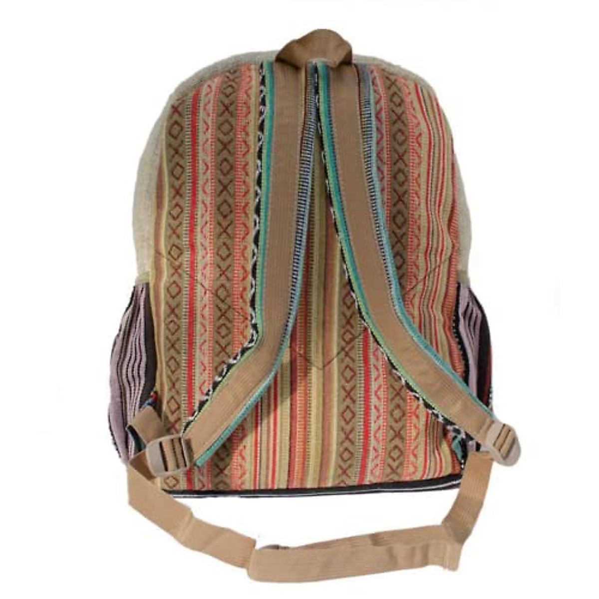 Himalayan Fashion Rainbow Multicolor Large Pocket Hemp American Native Design Backpack