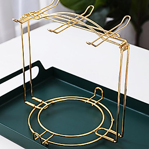 SJORHNUS Tea Cups Holder,Gold Metal Coffee Cup Tea Cups Rack,Foldable Organizer for Coffee Cup Spoon and Saucers