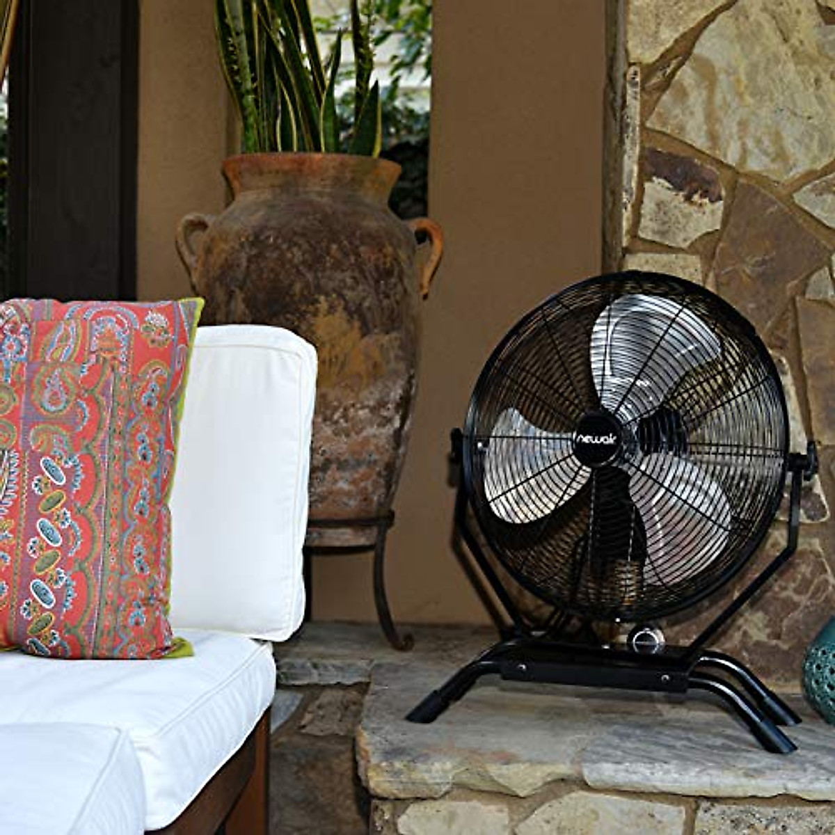 NewAir 20” Outdoor Rated 2-in-1 High Velocity Floor or Wall Mounted Fan with 3 Fan Speeds and Adjustable Tilt Head, NIF20CBK00