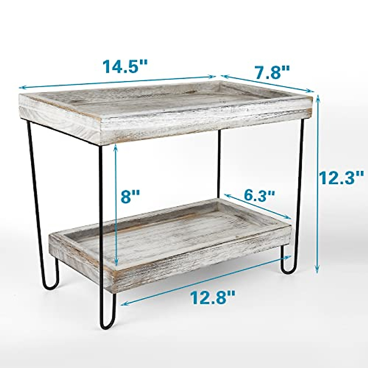 idee-home Vanity Organization Shelf Wood Organizer, Makeup Shelves 2 Tiered Storage Shelf Wooden Standing Kitchen Spice Rack Cosmetic Holder Counter Top Trays Makeup Organization