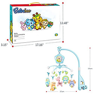 Baby Mobiles for Crib, Crib Toys with Music and Lights,Remote, lamp, Projector for Pack and Play, for Ages 0+ Months (Blue-Forest)