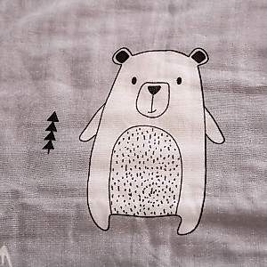 UOMNY Baby Blanket - Soft Cot Comforter Crib Baby Quilts for Boys and Girls 39x55 Inch Printed Gauze 1 Pack Baby Blanket Cradle Quilt Nursery Bed Throw Blanket Bed Cover Lightweight Bear