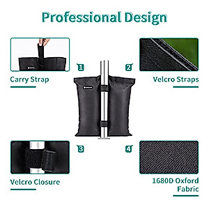 Brosyda Canopy Weights Sand Bags, Canopy Weights 112 LBS Gazebo Tent, Applicable to Pop Up Tent Gazebo Canopy Outdoor Sun Shelter Umbrella (4-Pack, 16"×16", Without Sand)