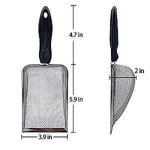 Falltail Stainless Steel Reptile Sand Substrate Scoop Shovel Sifter Fine Mesh Metal Reptile Litter Cleaner Scooper for Sand Bedding