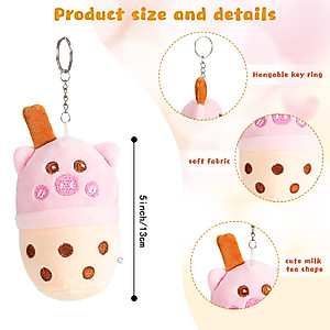 Skylety 8 Pieces 5 Inch Tea Keychain Plush Bubble Tea Key Chain Plush Toy Teacup Milk Tea Plush Stuffed Pendant Bubble Tea Plush for Bubble Tea Lover Kids Teens Party Favors, 8 Styles