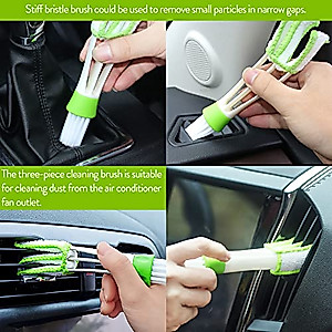 Windshield Cleaning Tool, Car Window Cleaner Windshield Cleaner with Extendable Long Handle and 3 Washable Reusable Microfiber Cloth, Mini Duster Cleaner and Brush
