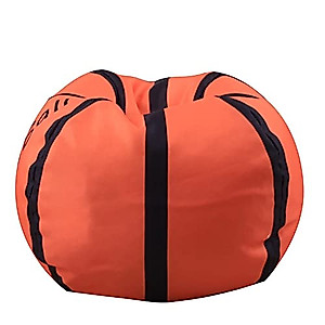 Enfudid Stuffed Animal Storage Bean Bag Chair, 18" Beanbag Covers Only for Organizing Plush Toys, Turns into Bean Bag Seat for Kids When Filled, Basketball Shape