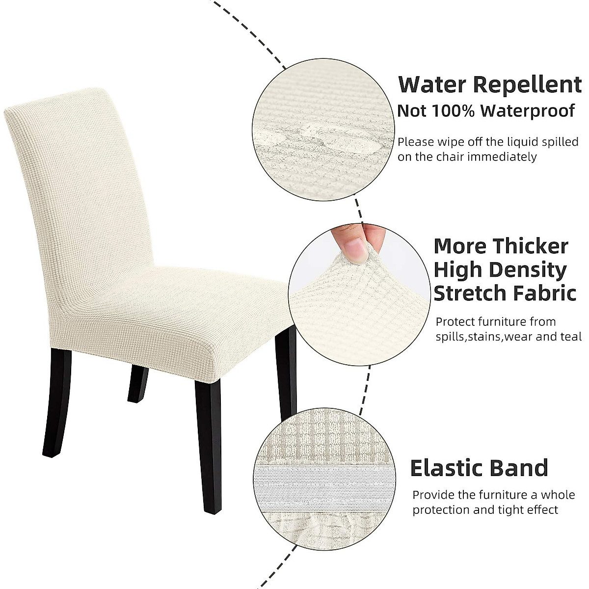 Chair Covers for Dining Room - Stretch Chair Slipcovers for Decorative Seat Protector Armless Removable Washable Elastic Dinner Universal Spandex Solid Chair Slip Covers Set…