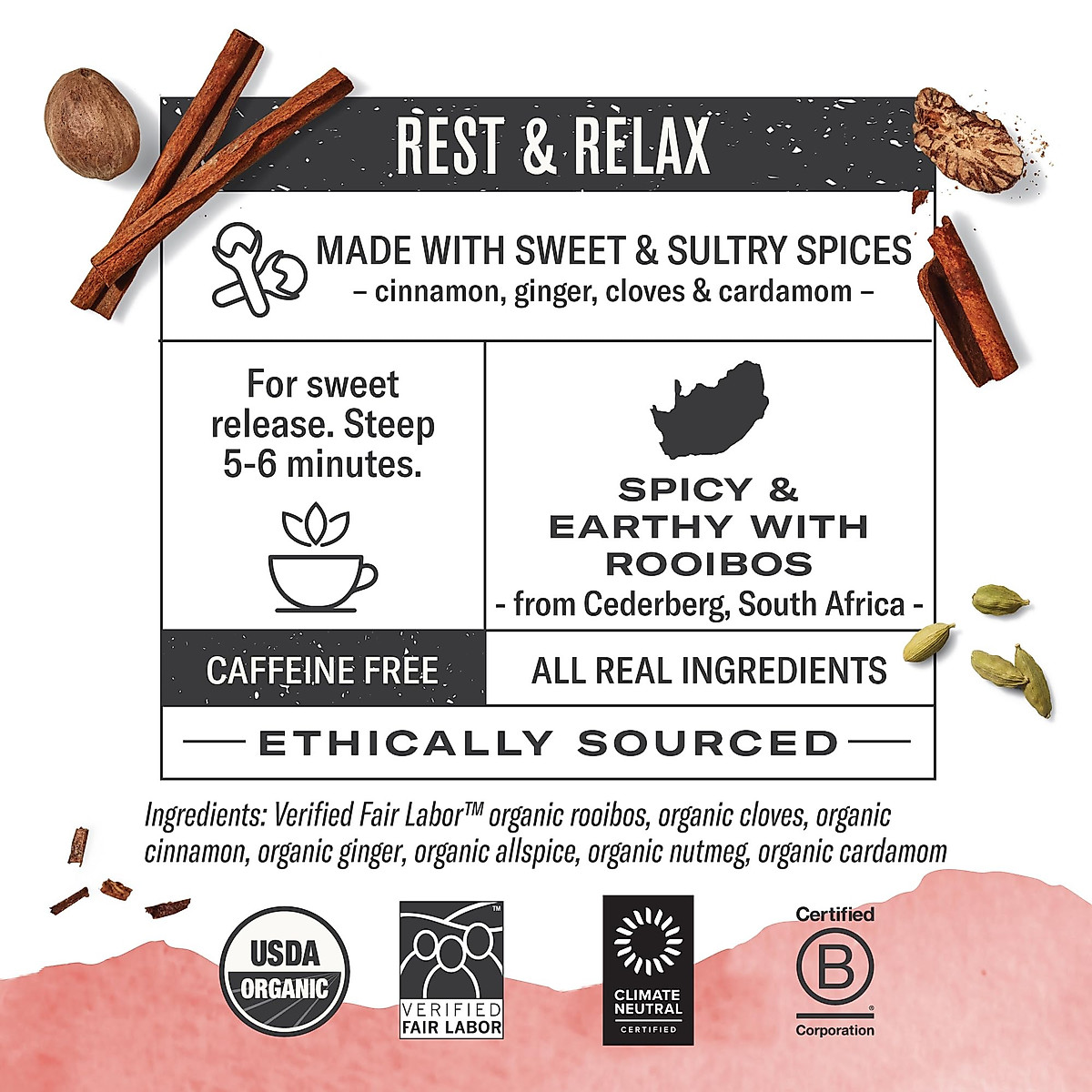 Numi Organic Rooibos Chai Tea, 18 Tea Bags, Red Tea with Cinnamon, Allspice & Ginger, Caffeine Free (Packaging May Vary)