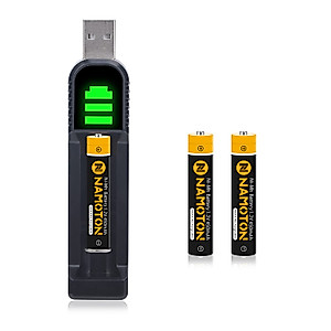Pickle Power AAAA Batteries, 2 Pack 450mAh Battery with Smart LED USB Charger Compatible with Surface Pen,for Active Stylus Pen,for Dell Digital Stylus