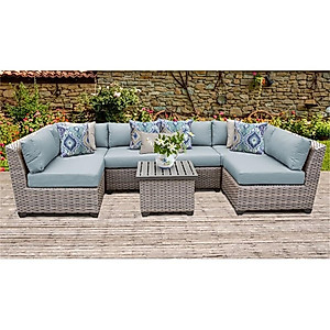 TK Classics FLORENCE-07c-SPA Florence 7 Piece Furniture Set 07c Outdoor Wicker Patio Sofas Loveseats and Sectionals, SPA