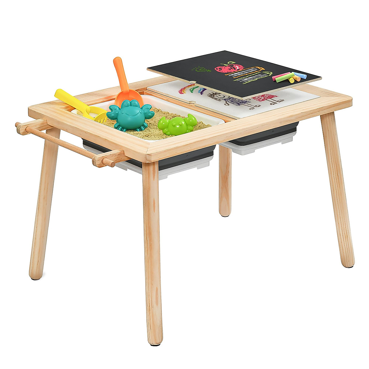 Easyego Sensory Table for Toddlers, Kids Table with Foldable Bin & Paper Roller (Without Roll Paper) Play Sand and Water Table Gifts for Boys and Girls