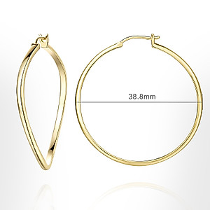 14K Gold Hoop Earrings for Women Large Gold Hoop Earrings 14K Gold Earrings for Women Elegant Twisted Big Gold Jewelry Hoop Earrings 40mm