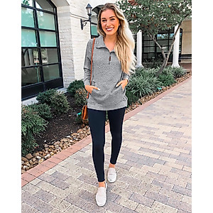 BTFBM Women Fashion Quilted Pattern Lightweight Zipper Long Sleeve Plain Casual Ladies Sweatshirts Pullovers Shirts Tops (Light Grey, Small)