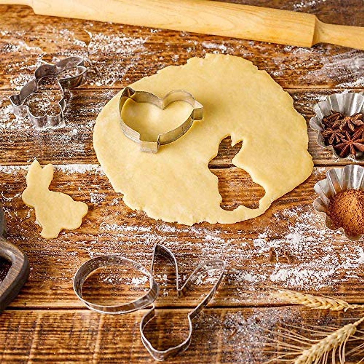 Easter Cookie Cutters, 5 Pieces Chick Carrot Egg Bunny Rabbite Shapes Cookie Cutters Stain Steel Sets Holiday Themed Party Supplies