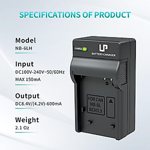 LP NB-6L NB-6LH Battery Charger, Camera Charger for Canon PowerShot S120, SX170 is, SX260 HS, SX280 HS, SX500 is, SX510, SX520, SX530, SX540 HS, SX600 HS,SX610 HS& More
