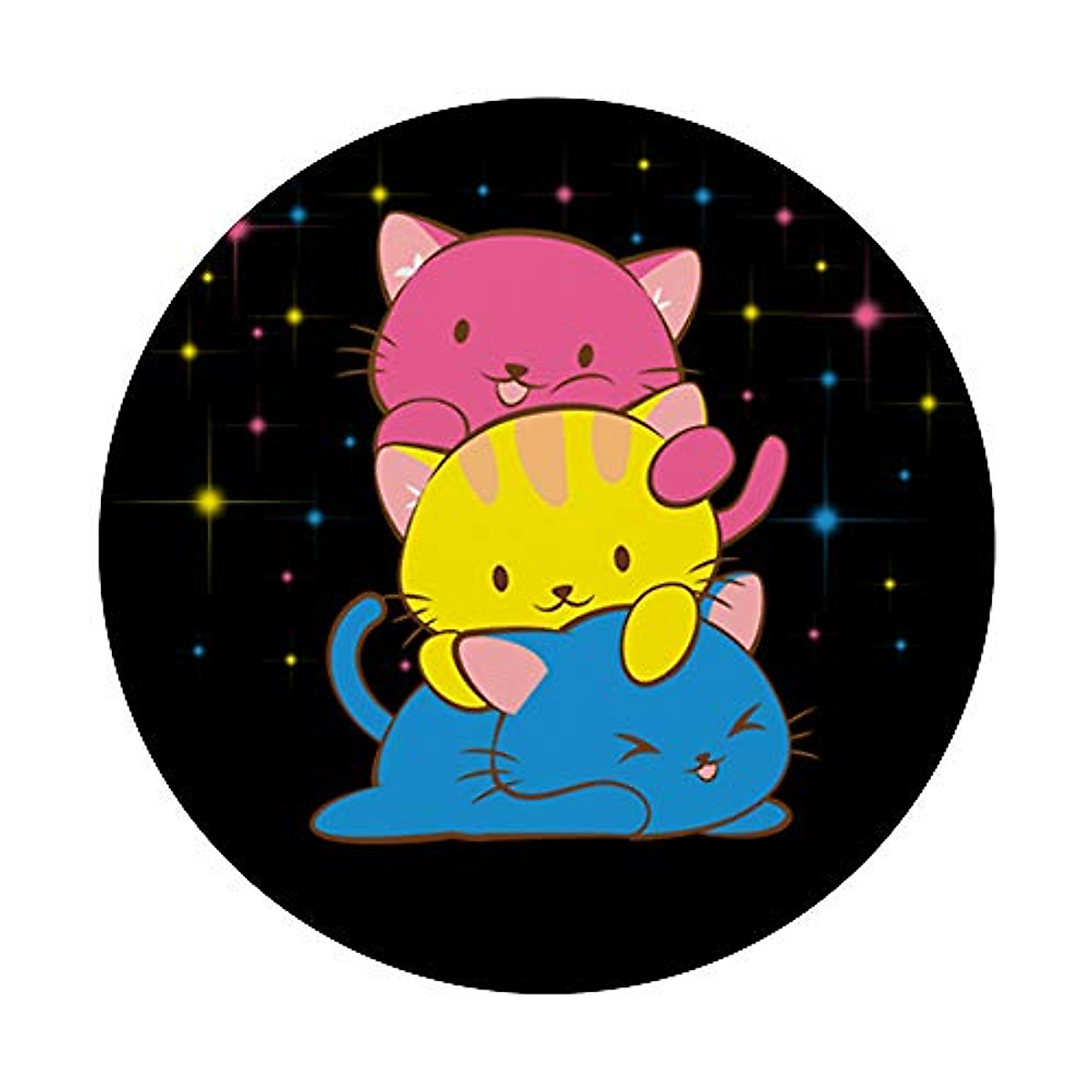 Pansexual Kawaii Cat Anime Art Cute Pan Pride PopSockets PopGrip: Swappable Grip for Phones & Tablets