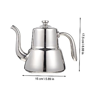 ANDRESLAD 1pc Kettle Hand Brewing Espresso Coffee Machine Coffee Frother Handheld Teapot Coffee Maker Premium Coffee Pot Whistling Espresso Pot Stainless Steel Silver