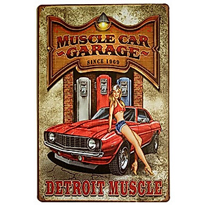 ERLOOD Muscle Car Garage Since 1969 Detroit Muscle Retro Vintage Decor Metal Tin Sign 12 X 8 Inches