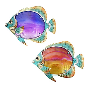 LIFFY Metal Fish Wall Decor 2Pack Handmade Glass & Metal Fish Wall Art for Living Room Bedroom Bathroom Pool Pretty Gift Idea Make Your Home Unique