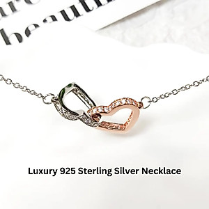 LOTUS-A Pregnancy Gifts for First Time Moms - Sterling Silver S925 Interlock Heart Pendant Necklace with Message Card Mother To Be Soon Present for Expecting Pregnant Women