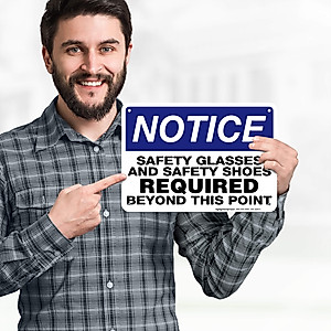 Safety Glasses and Safety Shoes Required Beyond This Point Sign, 7" x 10" 0.40 Aluminum, Fade Resistance, Indoor/Outdoor Use, USA MADE By My Sign Center