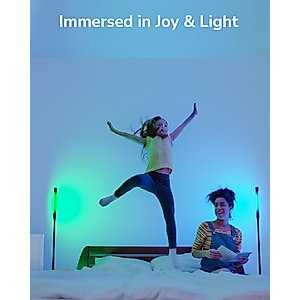 ULG 【Upgrade】 Double Side LED Floor Lamp, Tall 360° Adjustable Gooseneck Standing Reading Lamp for Bedroom, RGB & Dimmable Bright Task Light with 3000K-6500K Color Temps, Eyelash LED Floor Light