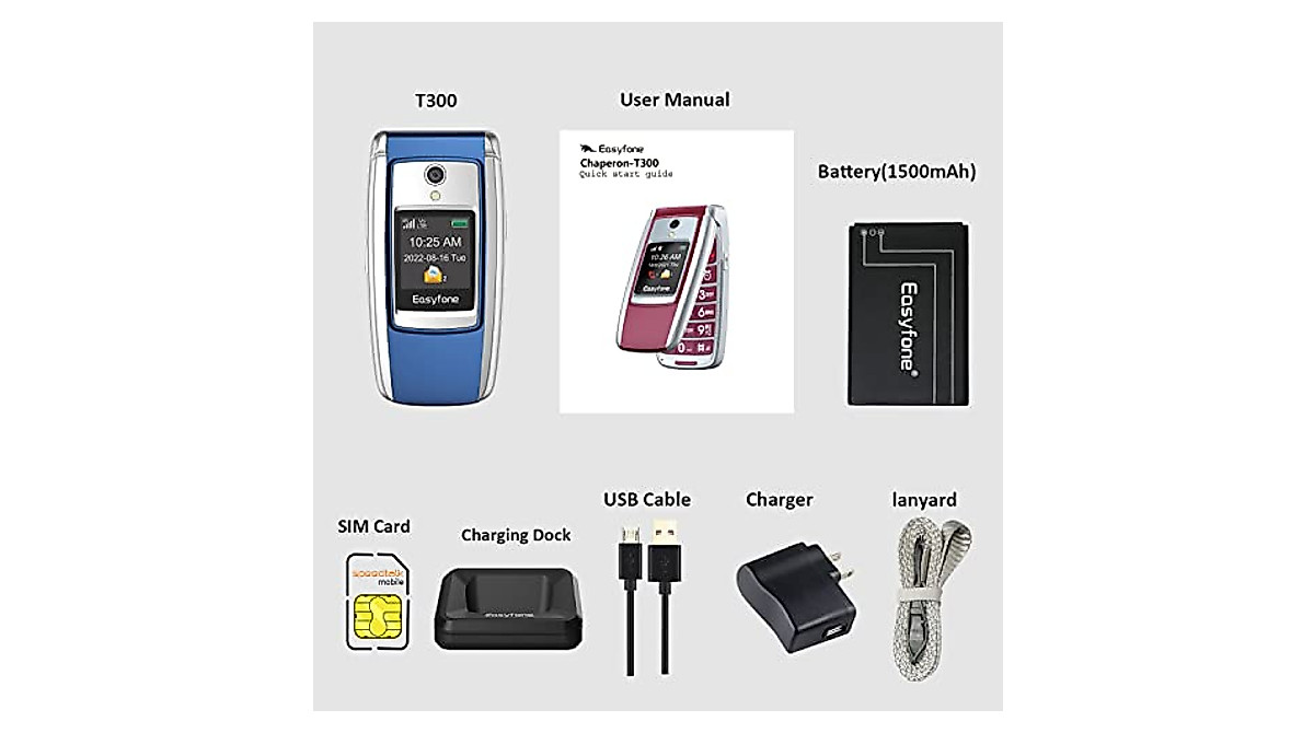 Easyfone T300 4G Flip Phone for Seniors | Big Buttons