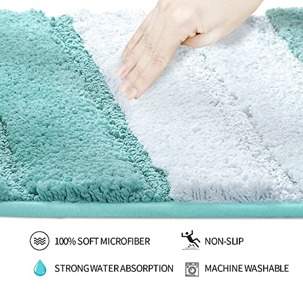 SiliPacks Bathroom Rugs 20"x32" Non-Slip Microfiber Carpet, Machine Washable Quick Dry Bath Mats for Bathroom, Bedroom and Kithchen -Turquoise