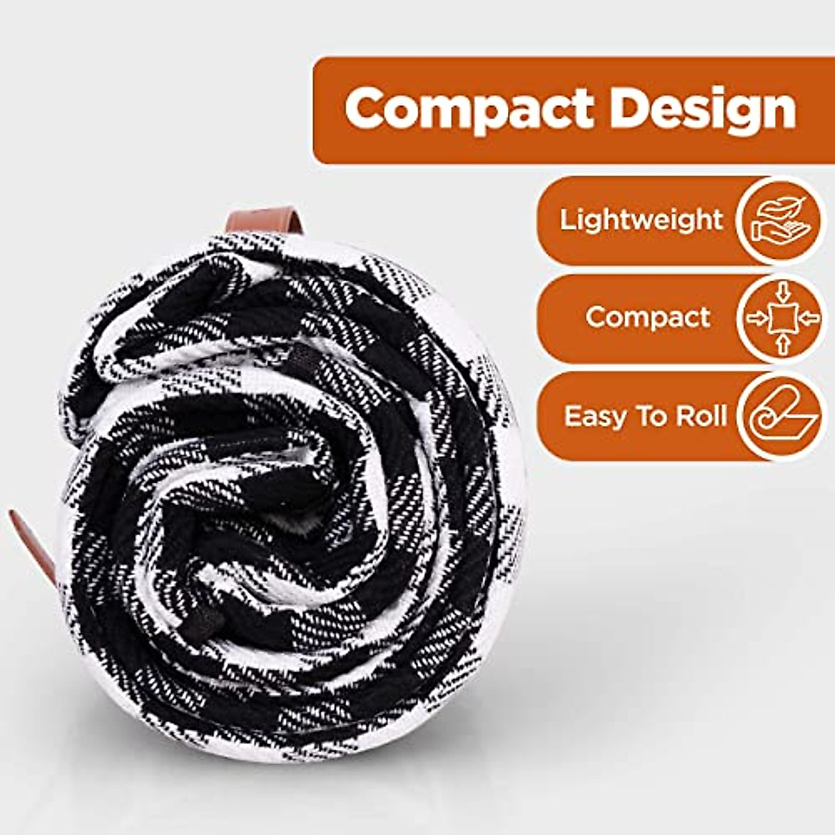 Picnic Blankets Waterproof Foldable, Large Beach Blanket, Waterproof Picnic Blanket, Durable and Versatile Picnic Mat with Leather Handle & Sling, Outdoor Blanket with PEVA Backing Layer