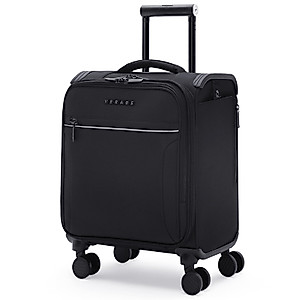 Verage Toledo Underseat Carry On Luggage 15-Inch Softside Small Suitcase with Spinner Wheels & USB Port (Black, Carry-On 15-Inch)