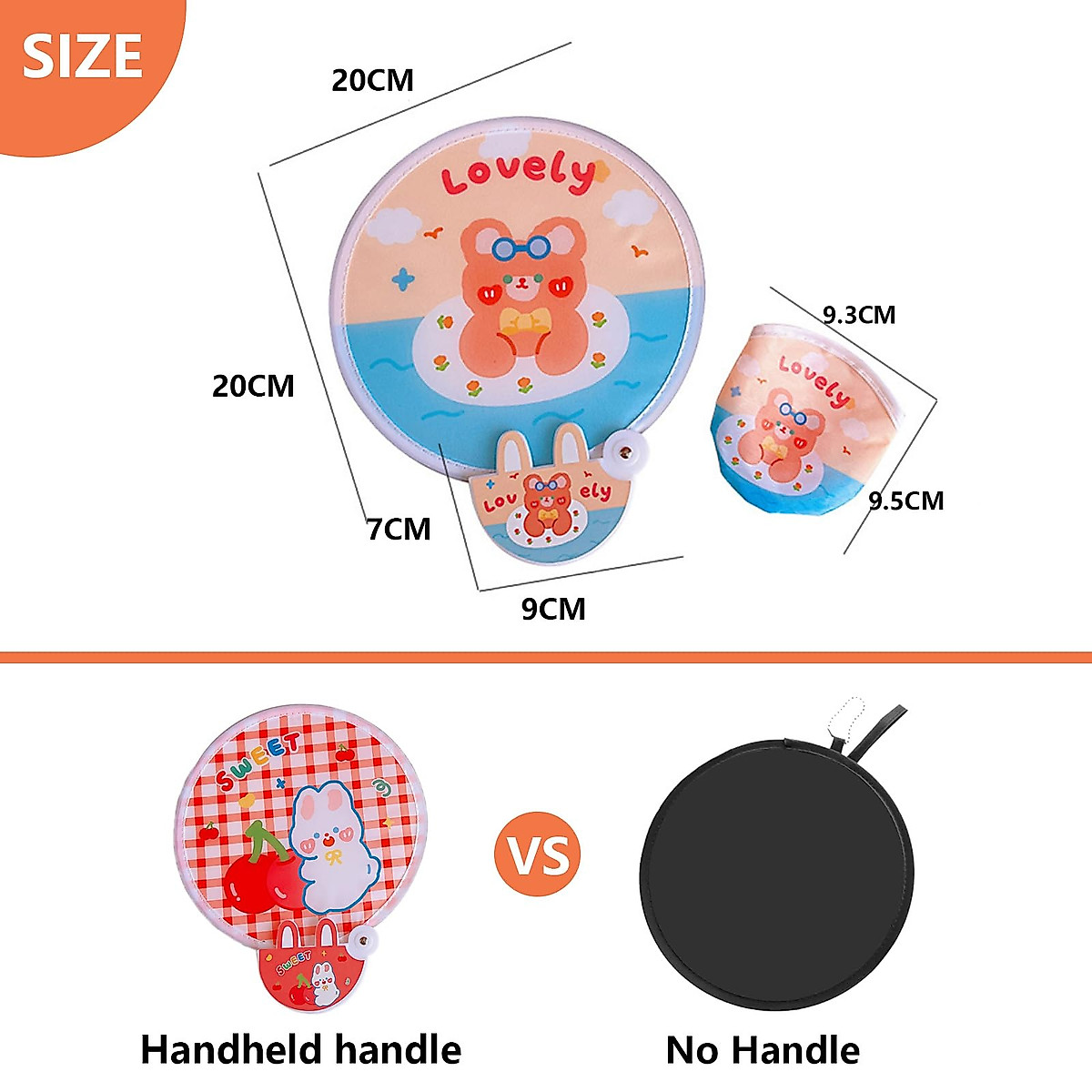 Heseyomo 6pcs Folding Hand Fans for Women, Foldable Mini Cloth Portable Fan Gift with Handle