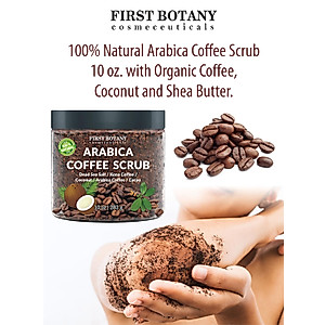 100% Natural Arabica Coffee Scrub with Organic Coffee & Shea Butter - Best body scrub 10 oz