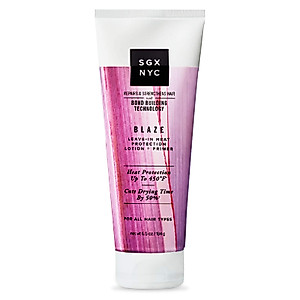 SGX NYC Blaze Heat Protectant and Primer - 6.5 Oz - For All Hair Types - Reduces Heat Damage and Drying Time - Strengthens and Revitalizes Damaged Hair - Sulfate and Paraben Free