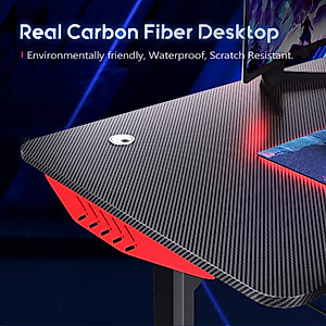 MOTPK Large L Shaped Gaming Desk, 60-inch Real Carbon Fiber Gaming Desks for PC Writing Studying, Corner Desk for Home Office Laptop Workstation, with Mouse Pad and Cup Holder