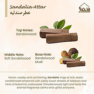 Dukhni Sandalia Attar | Experience the Arabic Elements of Sandalwood | عطرصندليه | Authentic Arabic Fragrance Oil | 100% Pure, Alcohol-Free, Halal | 1 bottle x 6ml
