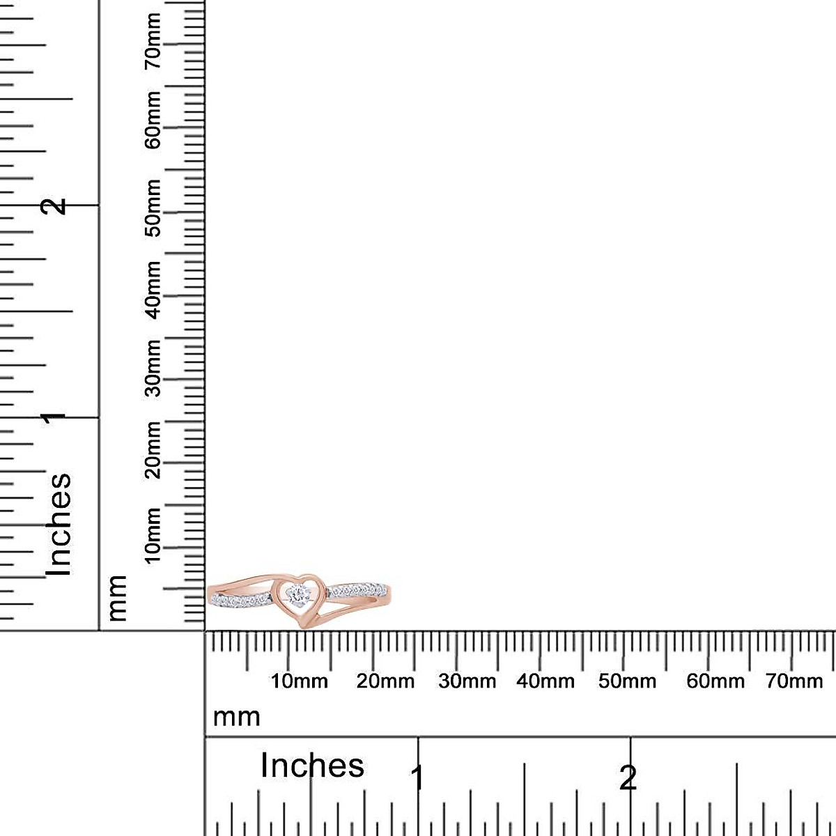 AFFY Round Cut Natural White Diamond Split Shank Heart Promise Bypass Engagement Ring In 14k Gold Over Sterling Silver (0.10 cttw, Color- I-J, Clarity- I2-I3) Gift For Her