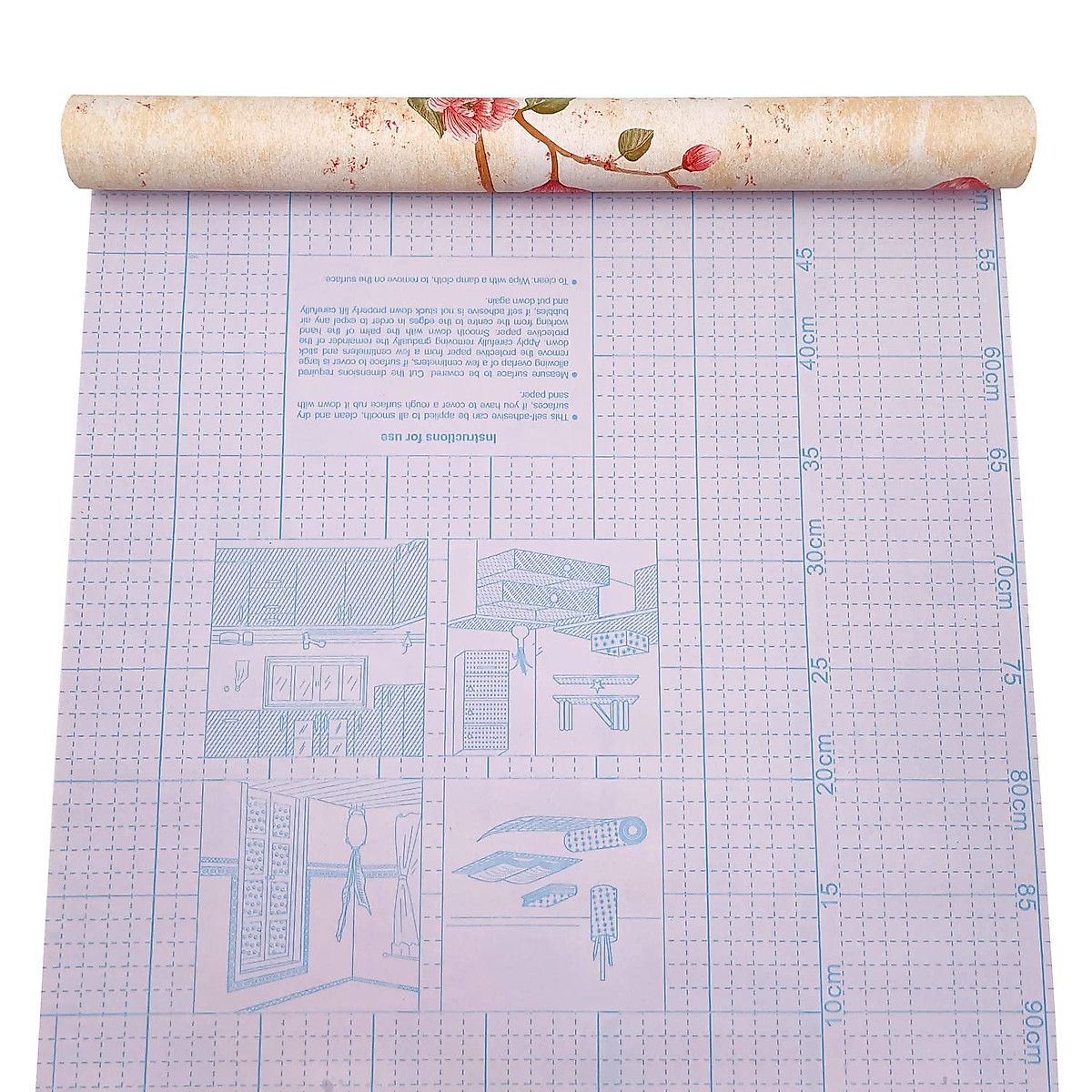 Yifasy Drawer Shelf Liner Rustic Floral Self-Adhesive Furniture Inner Lining Paper Sheet Removable Wallpaper Roll 118x18 Inch