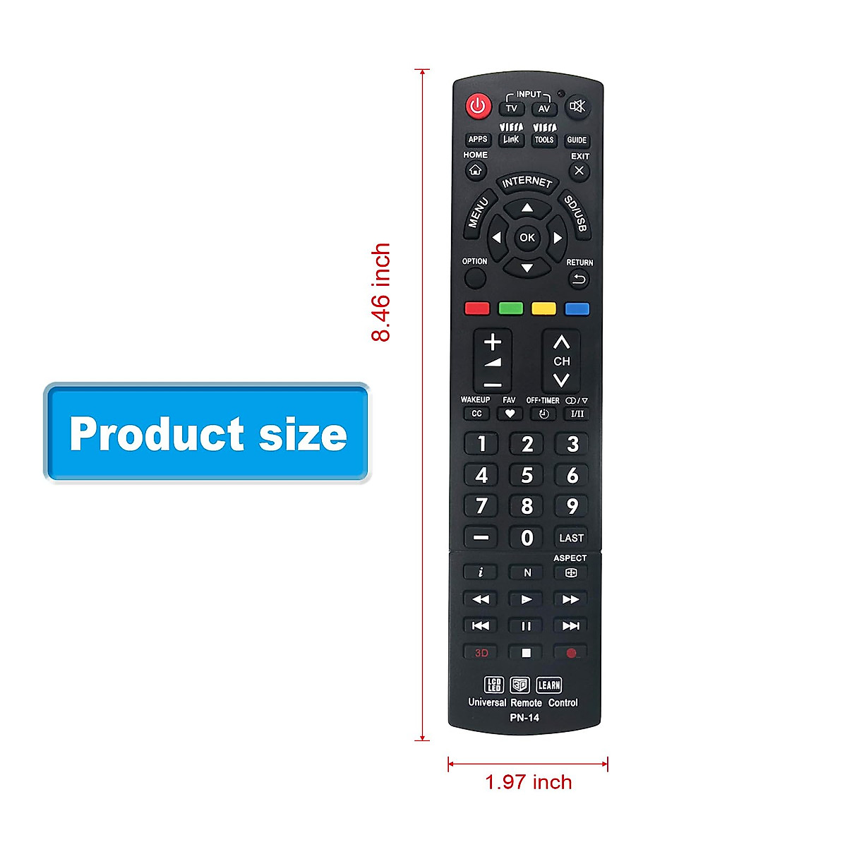 New Universal Controller Replaced Remote Works for 99% Panasonic LED LCD Learn 3D TV Also SUBs N2QAYB000926 N2QAYB000485 N2QAYB000837