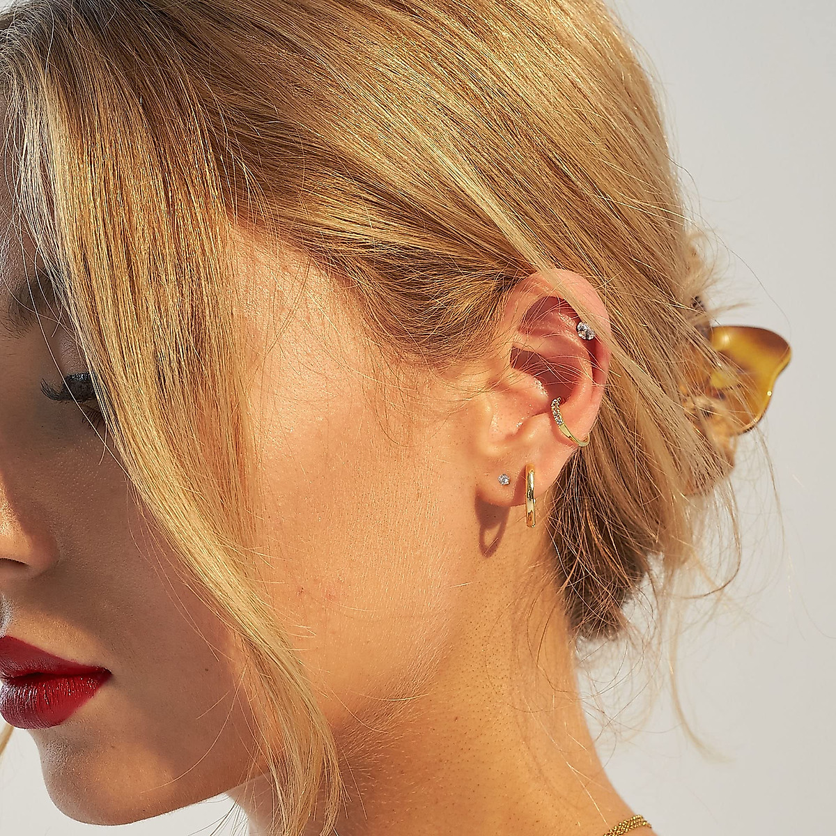 2mm Stud Earrings for Women Stainless Steel Round Clear Cubic Zirconia Tiny Stud Earrings Set for Women 8 Pairs 20G