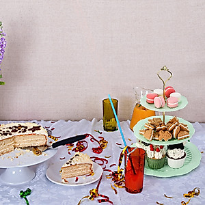 Dicunoy 3 Pack Plastic Cupcake Stands, 3 Tiered Dessert Trays for Display, Embossed Serving Plate Tower Holder, Tea Party Tray for Fruits, Snack, Candy, Buffet, Parties, Wedding, Birthday, Christmas