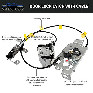 Nakuuly Left Driver Side Rear Door Lock Latch & Cable Compatible with Ford F150 Extended Cab Pickup 2004-2008, Upper and Lower Latches Assembly Replaces # 8L3Z-18264A01-B, 6l3Z-18264A01-B