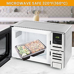 Kitch’nMore [38oz 30Pack Plastic Meal Prep Containers, 2 Compartment with Lids, Food Storage Container, Bento Box, Stackable, Microwave/Freezer/Dishwasher Safe, BPA Free