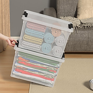 Yesdate 4 Pack 22 Quart Latch Box, Clear Home Organization Containers Bin with Lid, Buckle Up Storage Box Set