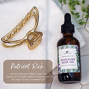 Baja Basics Organic Rosemary Oil: Hair Growth, Moisturizing for Split Ends & Dry Scalp, Hair Strengthening, All Hair Types, 2 oz