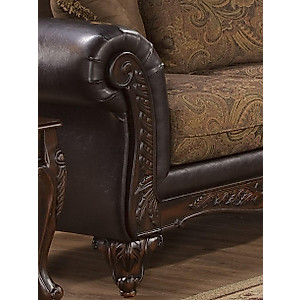 Roundhill Furniture San Marino 2-Tone Fabric Loveseat, Chocolate