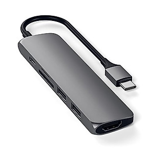 Satechi USB C Hub Multiport Adapter Slim V2, USB C Docking Station with 4K HDMI, 60W USB C PD Charging, 2 USB-A, Micro/SD Card Readers, for MacBook Pro/Air M1 M2 M3, Windows - Space Gray