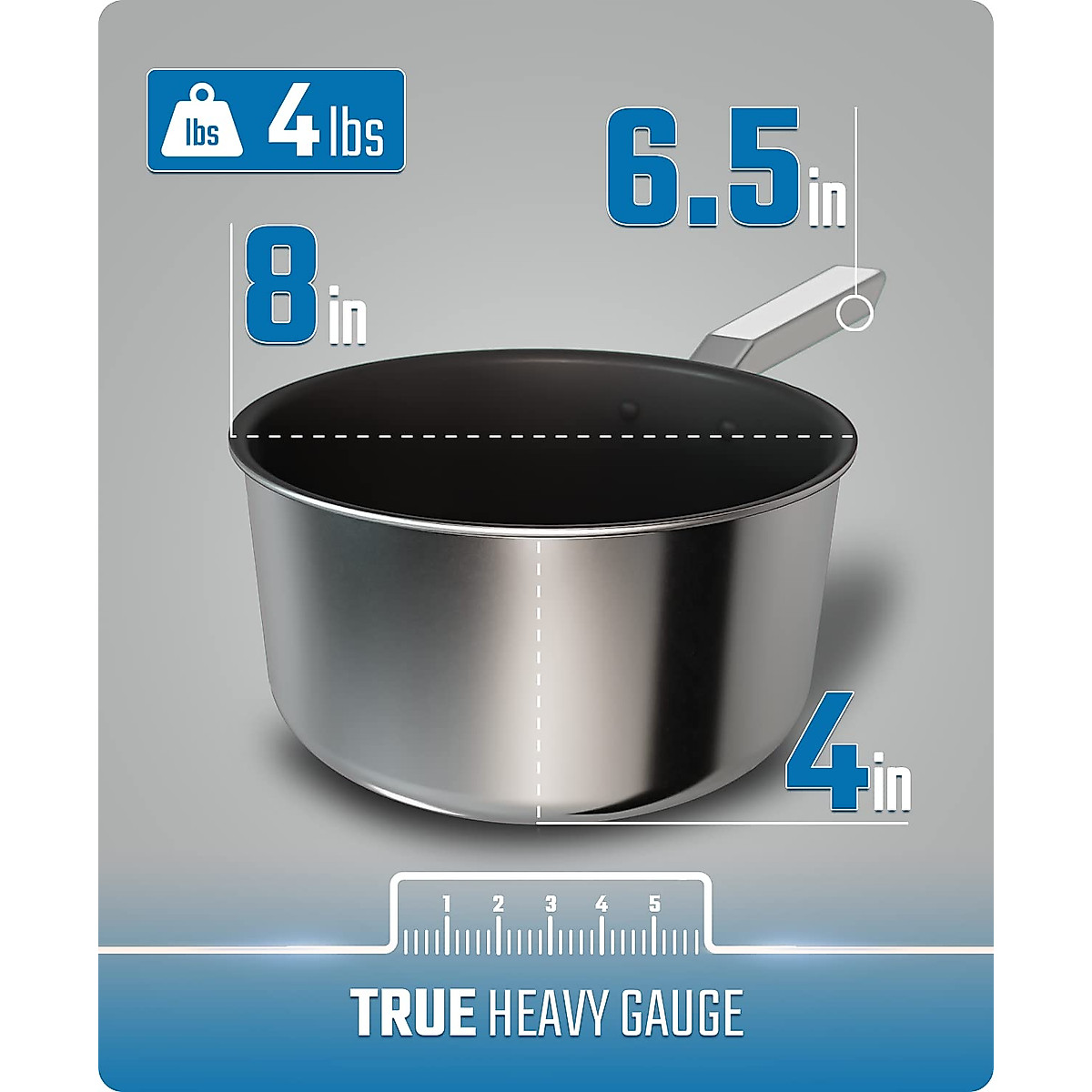 DALSTRONG Non Stick Stockpot - 3 QT - The Oberon Series - ETERNA NonStick Pan Coating - 3-Ply Aluminum Core Cookware - Silver Cooking Pots and Pans - w/Lid & Pot Protector