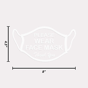 Please Wear Face Mask Decals White Vinyl Plotter Cut Face Mask Required Sign Stickers Size 9 X 5 Inches Pack of 02 Mask Signage